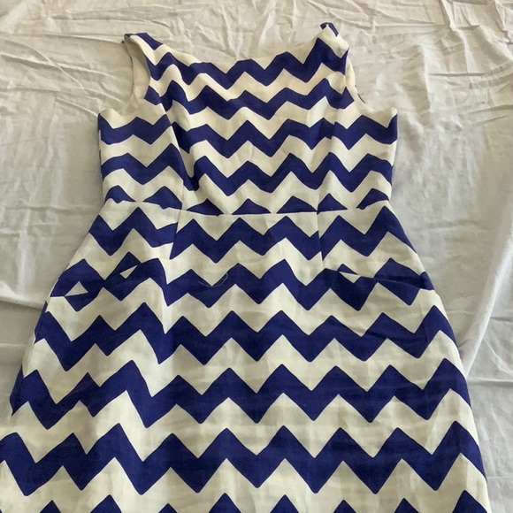 kate spade | Dresses | Blue And White Chevron Linen Dress Kate Spade ...